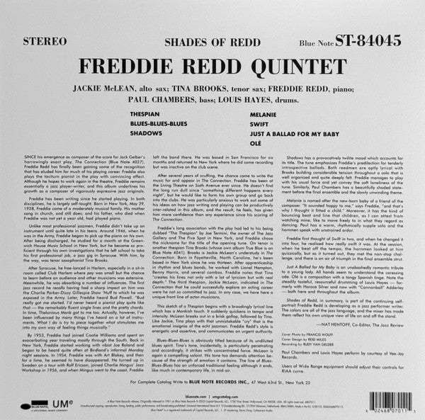 Freddie Redd Quintet - Shades Of Redd (1961) - New LP Record 2025 Blue– Shuga Records