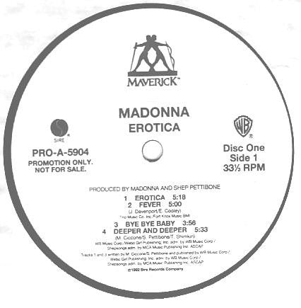 Madonna – Erotica - VG+ 2 LP Record 1992 Maverick Warner USA Promo Vin– Shuga Records