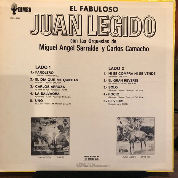 Juan Legido - El Fabuloso Juan Legido Farolero - New LP Record 1975 DI ...