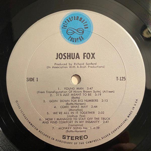 Joshua Fox - Joshua Fox - Mint- LP Record 1969 Tetragrammaton USA Orig ...