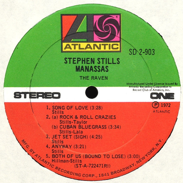 Stephen Stills, Manassas – Manassas - Mint- 2 LP Record 1972 Atlantic ...