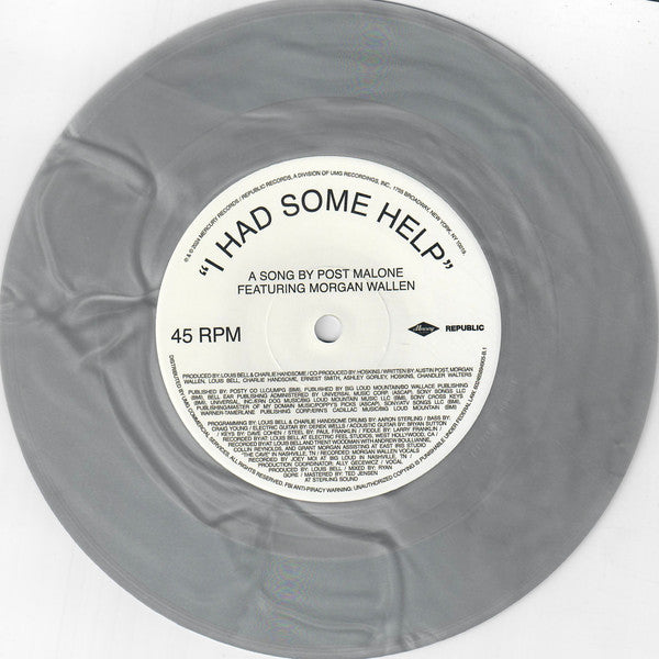 Post Malone Featuring Morgan Wallen - I Had Some Help - New 7" Single ...