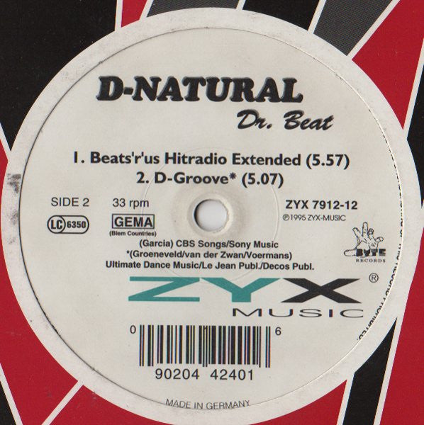 D-Natural - Dr. Beat - Mint- 12" Single Record 1995 ZYX Germany Vinyl ...