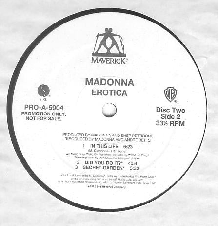 Madonna – Erotica - VG+ 2 LP Record 1992 Maverick Warner USA Promo Vin– Shuga Records