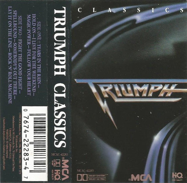 Triumph – Classics - Used Cassette 1989 MCA Tape - Hard Rock– Shuga Records