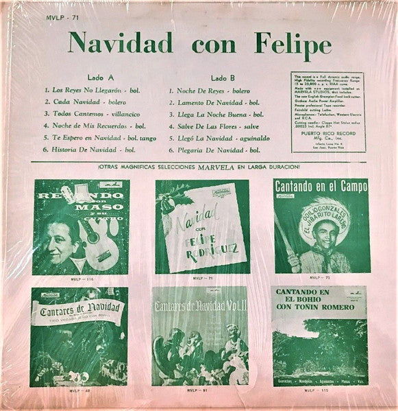 Felipe Rodriguez - Navidad Con Felipe Rodriguez - VG+ LP Record Marvel ...
