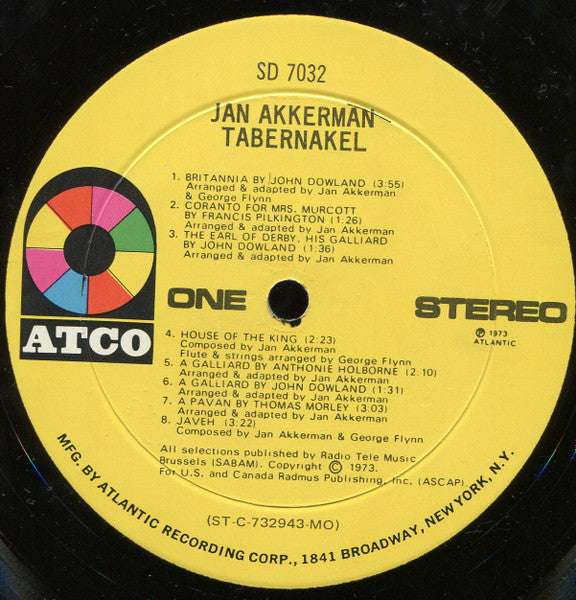 Jan Akkerman - Tabernakel - Mint- LP Record 1973 ATCO USA Original Vin ...