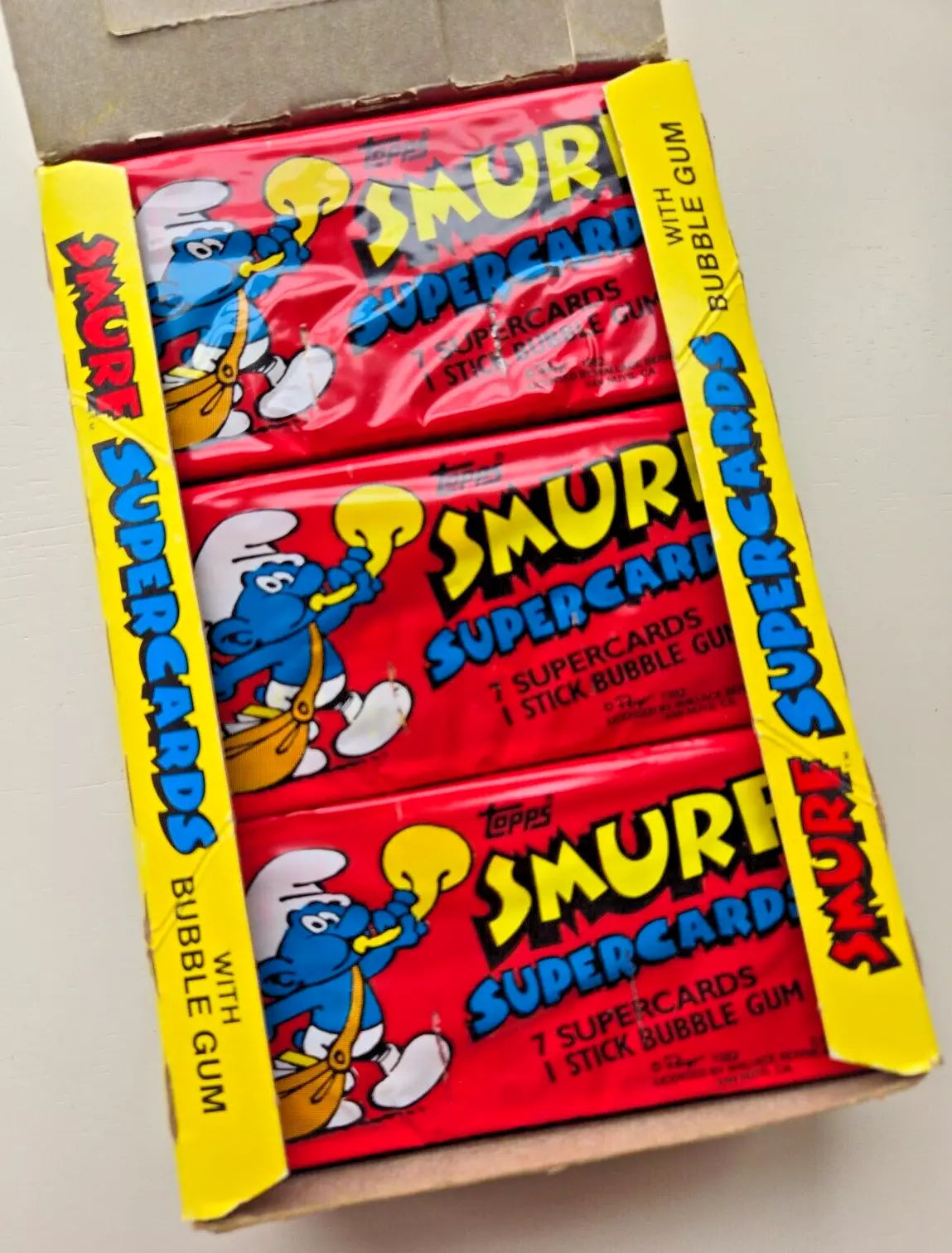 (1) One Pack - New 1982 Topps SMURFS SMURF SUPERCARDS Giant - 7 Cards ...