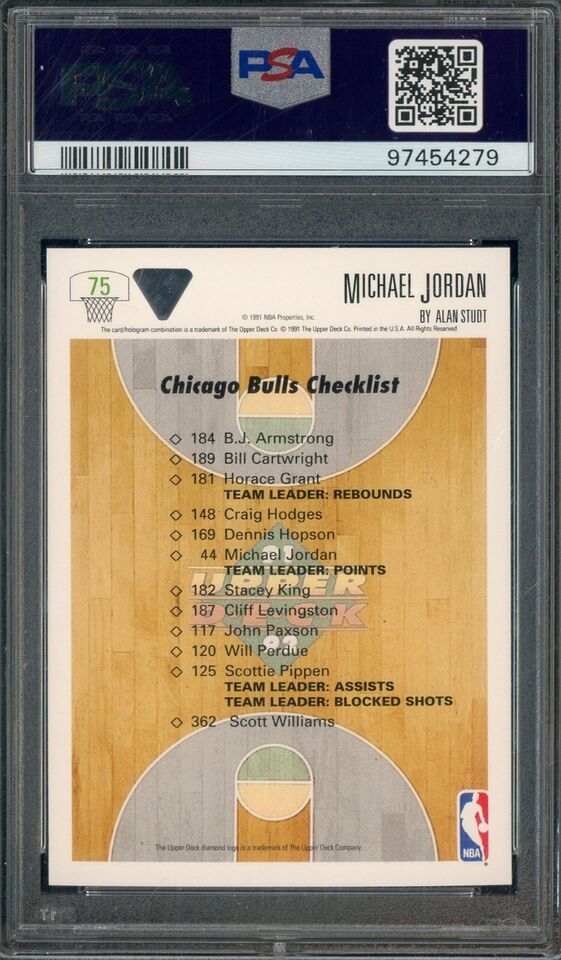 Michael Jordan - 1991 Upper Deck Card #75 Chicago Bulls Checklist PSA ...