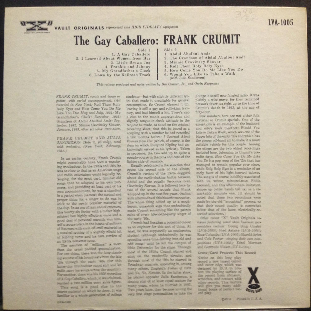 FRANK CRUMIT the gay caballero LP VG+ LVA-1005Mono 1s1s 1st Vinyl 1955 ...