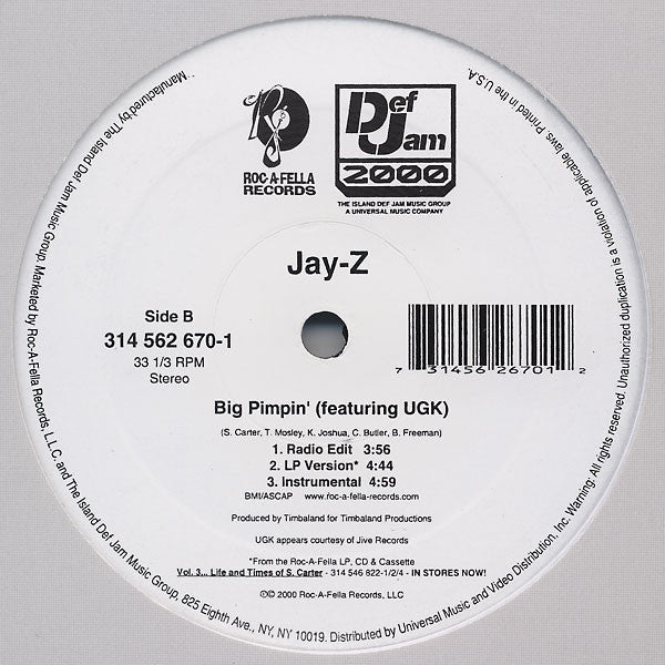 Big Pimpin Jay Z Single