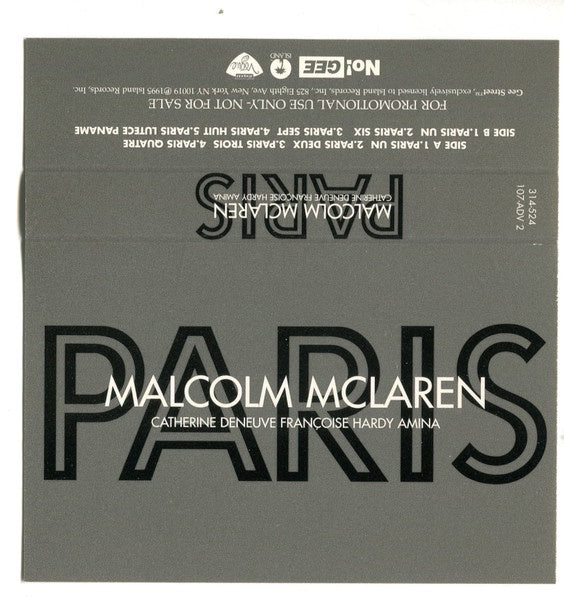 Malcolm McLaren – Paris - Used Cassette 1994 No! Gee Street Island Tap ...