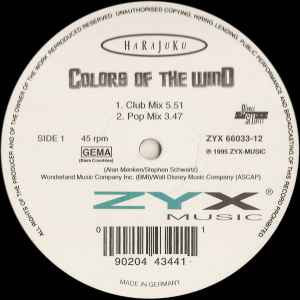 Harajuku – Colors Of The Wind - New 12" Single Record 1995 ZYX Vinyl ...